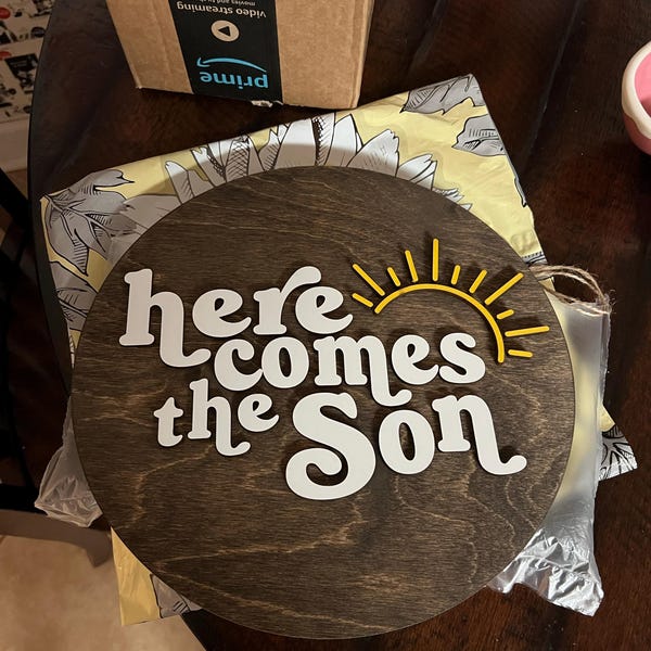 Here Comes the Son Sign, Round Laser Cut Sun Sign, Sunshine Sign for ...