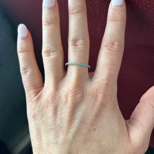 Turquoise Eternity Ring, Turquoise Ring, Dainty Ring, Turquoise Jewelry, Dainty Ring, Stacking ...