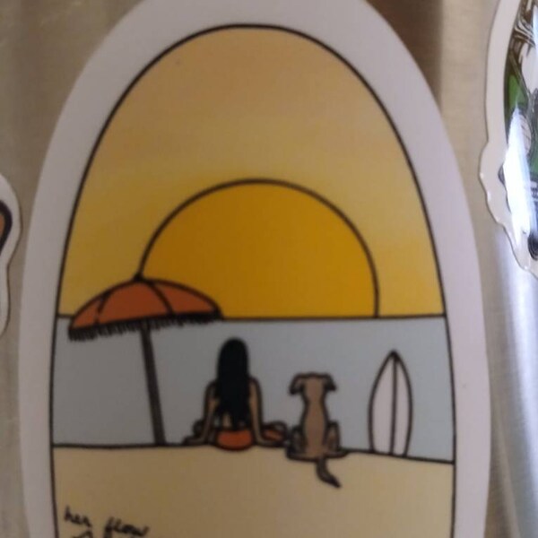 Surfer Girl Sticker | Sunset Sticker | Surfboard Sticker | Dog Sticker ...