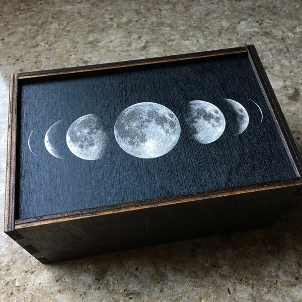 Moon Phases Crescent Moon Jewelry Box Moon Phases Celestial Jewelry Box ...