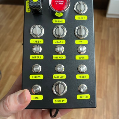 PC USB Button Box 28 Functions Back Lit Red With Neon Labels Sheet for ...