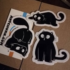 Black Cat Vinyl Stickers // Cat Laptop Stickers // 3 - Etsy