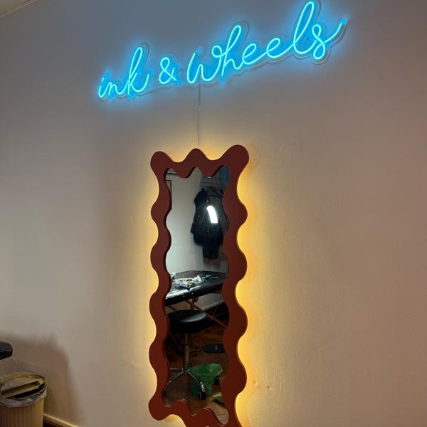 Wavy Led Bathroom Mirror - Wave Bedroom Makeup Mirror With Lighted ...