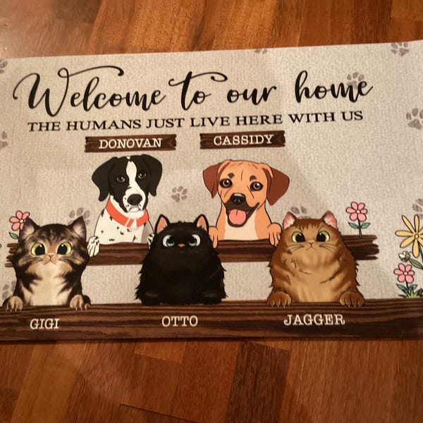 Personalized Dog Cat Doormat, Custom Pet Welcome Mat, Funny Dog Mat ...