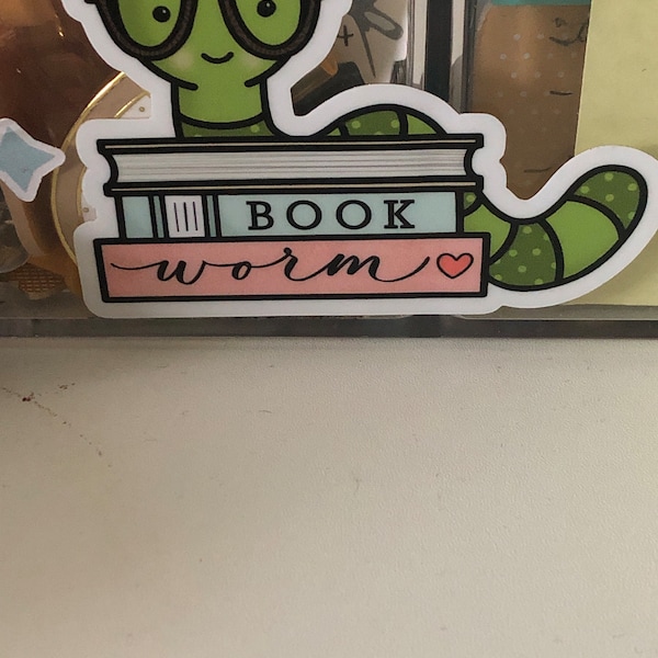 Bookworm Sticker / Book Lover Sticker / Reading Sticker / Die Cut ...