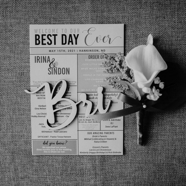 Printable Infographic Wedding Program, Best Day Ever Ceremony Program ...