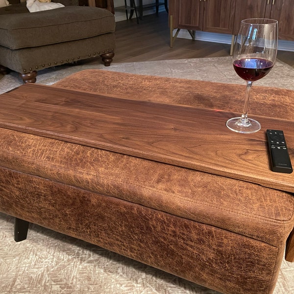 Handmade Walnut Ottoman Tray Table, Custom Fit Overlay - Etsy