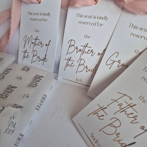 Gold Foil Wedding Reservation Tag | Seat Reservation Sign | Ceremony ...