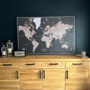 Personalized World Map Push Pin Map Pinboard Cork Canvas Print Gift for ...