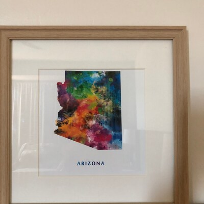 Arizona Map Print, Watercolor Arizona Poster, Home Office Decor, Map ...