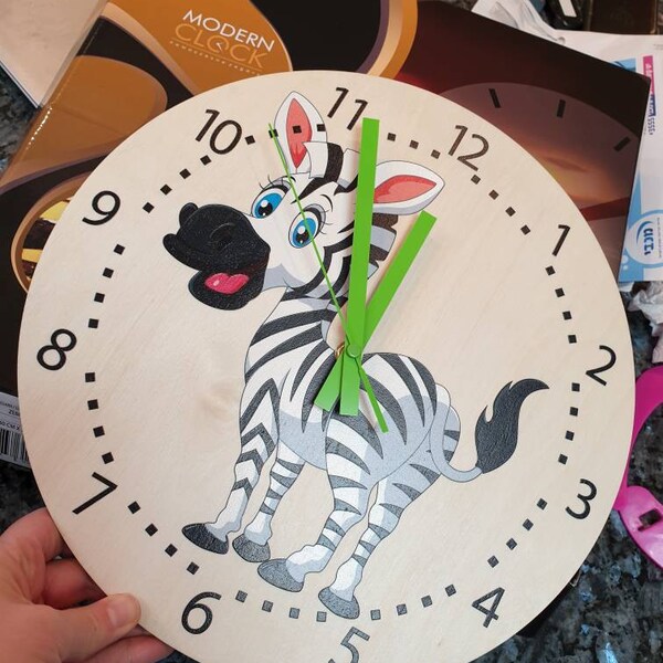 Children Wall Clock - Zebra With Personalizen Name, Wooden Clock, Clock ...