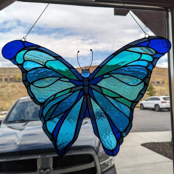 Stained Glass Blue Butterfly 2023 | Handmade Glass Design | Homemade ...