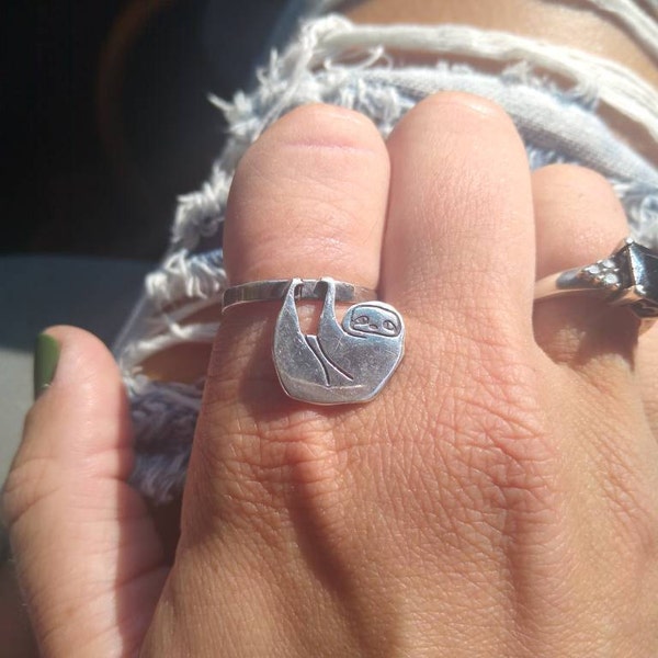 Sterling Silver Sloth Ring - Silver Sloth Ring - Sloth Jewelry - Gift ...