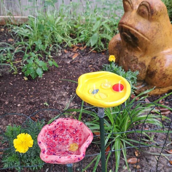 Handcrafted Ceramic Pollinator Watering Station: Bee & Butterfly Garden ...