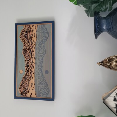 Geometric Mountain Triptych, Three Panels, Rustic Style Wall Art, Mountain Range, Lodge Decor - Etsy