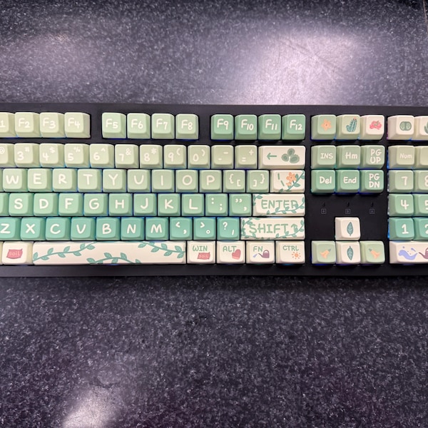 Coconut Milk Keycap Set, SOA Profile, Cute Art, PBT, Cherry MX Stem ...