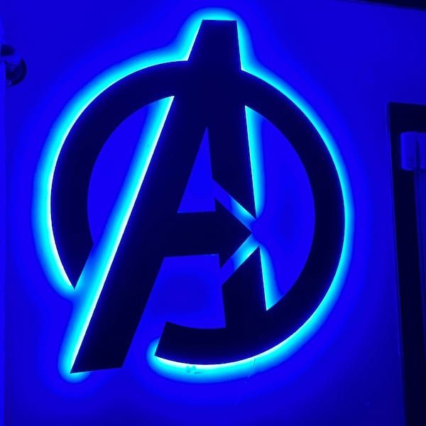 The Avengers RGB Sign, Super Heroes Led Lighted Sign, Metal Avengers ...