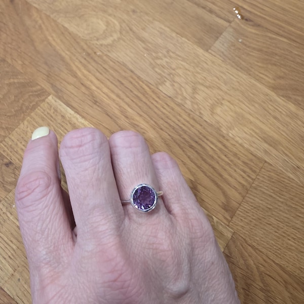 Tanzanite Solitaire Ring, 6 X 8 Oval Bezel Set Handmade Ring, 925 ...