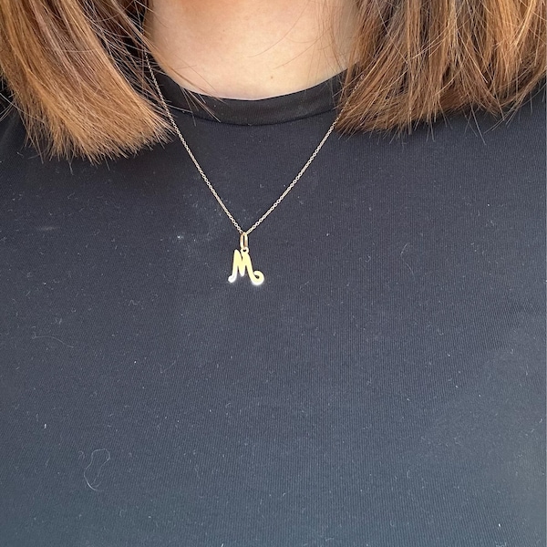 14K 585 Gold Pendant Initial Alphabet Small Letter Charm for Necklace ...