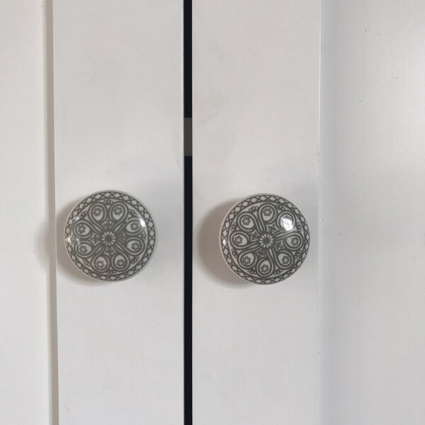 Grey and White Ceramic Knobs Ceramic Door Knobs Kitchen Cabinet Knobs Drawer Knobs Cupboard ...