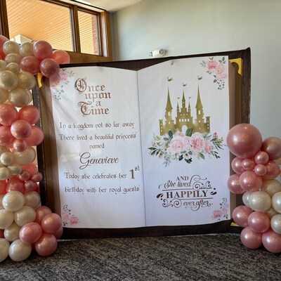 Vintage Storybook Birthday Backdrop Elegant Unique Princess Open Book ...