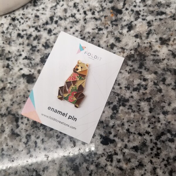Origami Brown Bear Enamel Pin,bear Enamel Pin,bear Pins,bear Gifts ...