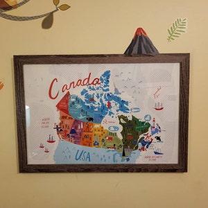 Illustrated Map of Canada Pink Canada Map Art Canada Map Gift Canada ...
