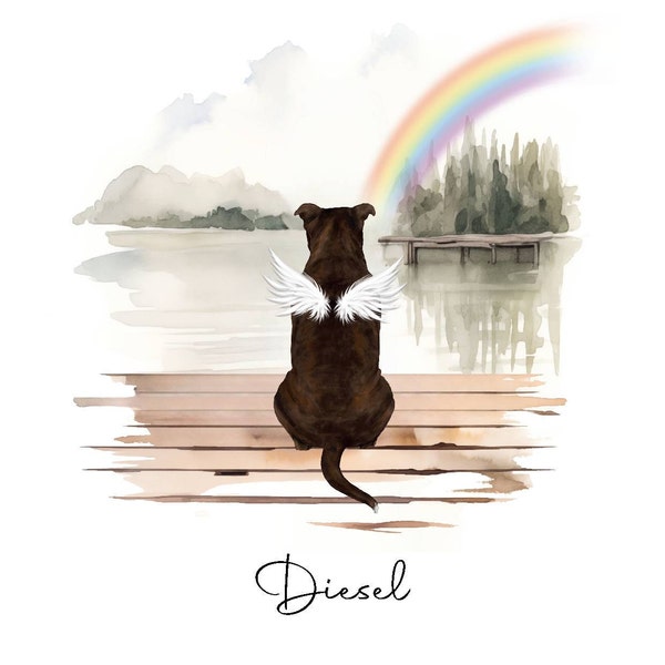 Dog Memorial Rainbow Bridge Print, Personalized Multiple Pet Custom ...
