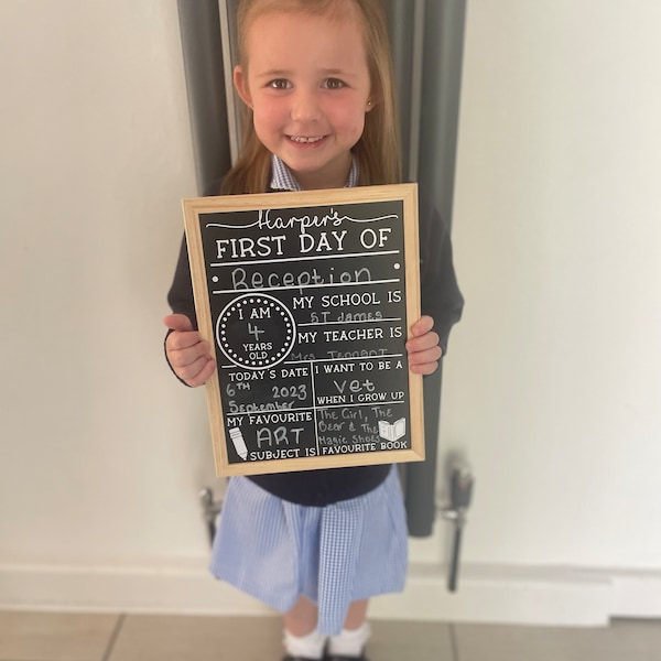 Personalised First Day of School Board | Back to School Chalkboard ...