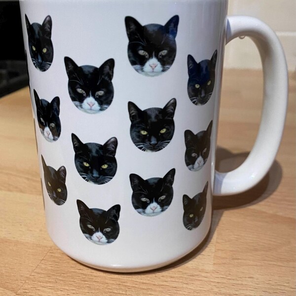 The Cats Lying on a Bookshelf Mug - Cats and Books Seamless Pattern Mug ...