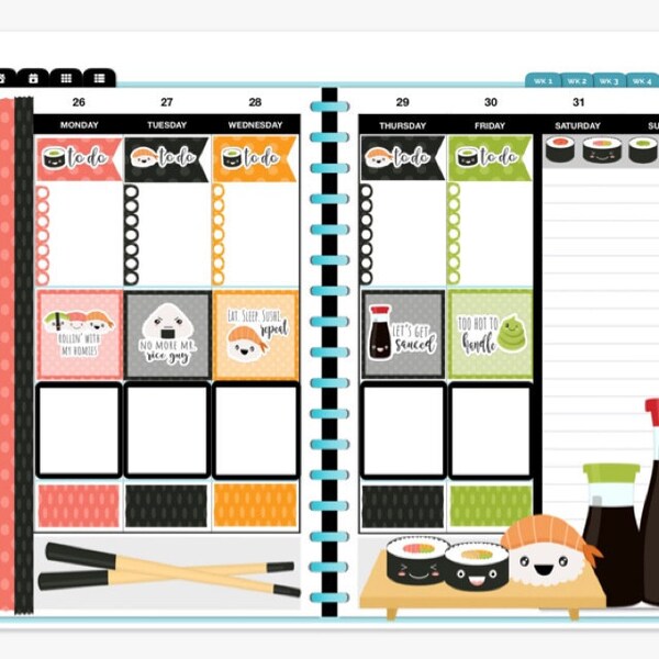 Sushi Fun Digital Stickers | Goodnotes, iPad and Android | Emoji, Mood ...