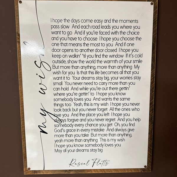 My Wish Song Lyrics Metal Print - Reclaimed Wood Frame - Etsy