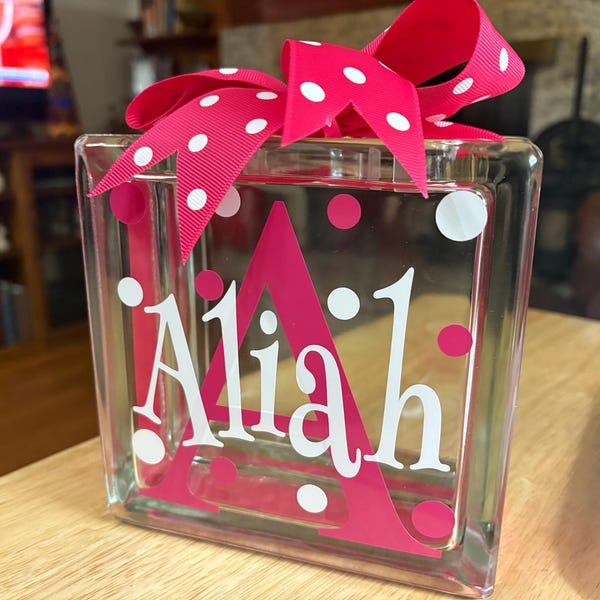 Girls Customized/personalized Glass Block Money Bank/piggy Bank (6-inch ...