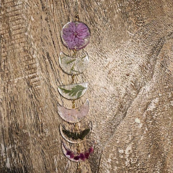 Hanging Moon Phase Decor, Dried Flowers, Flower Moon, Boho Decor, Gifts ...
