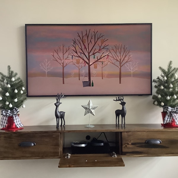 Floating TV Cabinet 3 Door Checker With Rounded Edges - Etsy