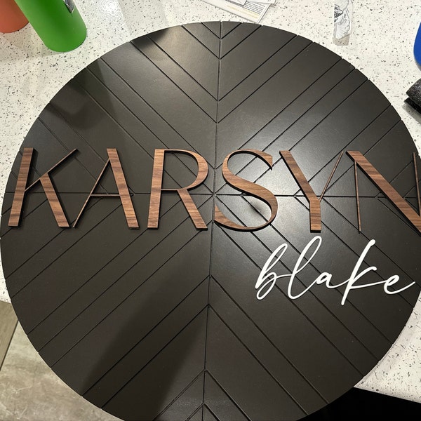 Mid-century Modern Nursery Name Sign, Geometric Round Wooden Decor - Etsy