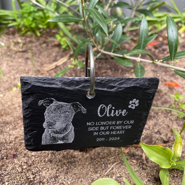 PET MEMORIAL MARKER Personalised Engraved Garden Slate Pet, Dog, Cat ...