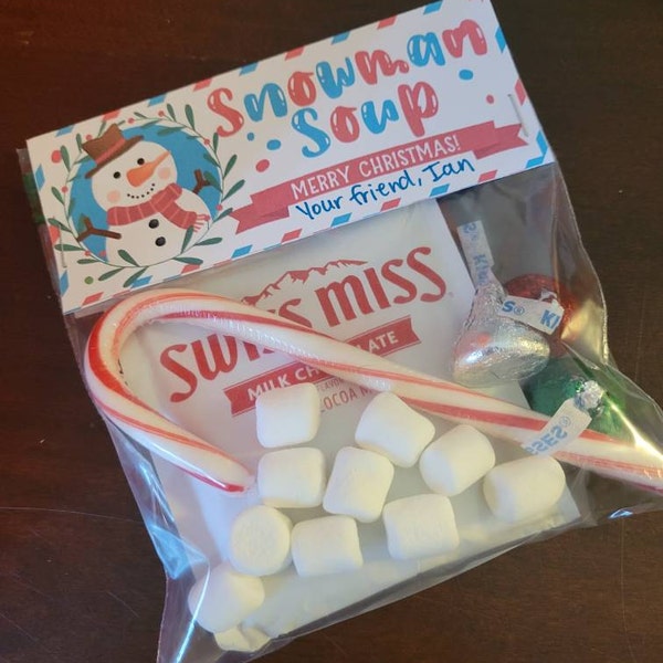 Snowman Soup Christmas Treat Bag Toppers and Tag, Editable, Classroom ...