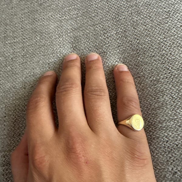 Men's 14K Solid Gold Signet Ring / Men's Personalized Gold Signet Ring | Anniversary Gift for ...