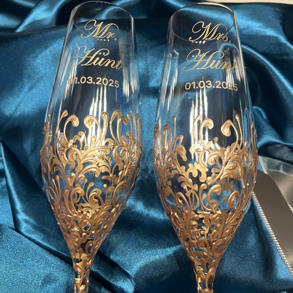 Personalized Wedding Toasting Glasses for Bride and Groom Anniversary ...