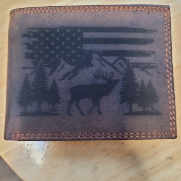 Mens Brown Leather Dog Hunting Wallet. RFID Blocking Genuine Leather ...