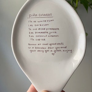 Custom Spoon Rest Ceramic Spoon Rest With Handwritten Recipe or Custom ...