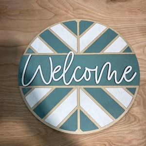 Chevron Geometric Welcome Sign, Digital Download, Round Door Hanger Svg ...