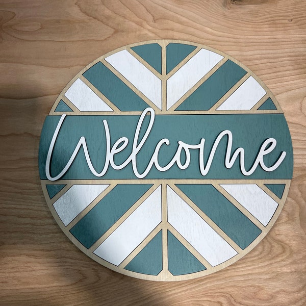 Chevron Geometric Welcome Sign, Digital Download, Round Door Hanger Svg ...