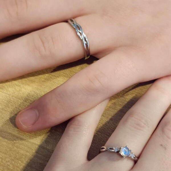 Gold Diamond Promise Ring Set for Couples Matching Ring Set for Him and Her His and Her Couple ...