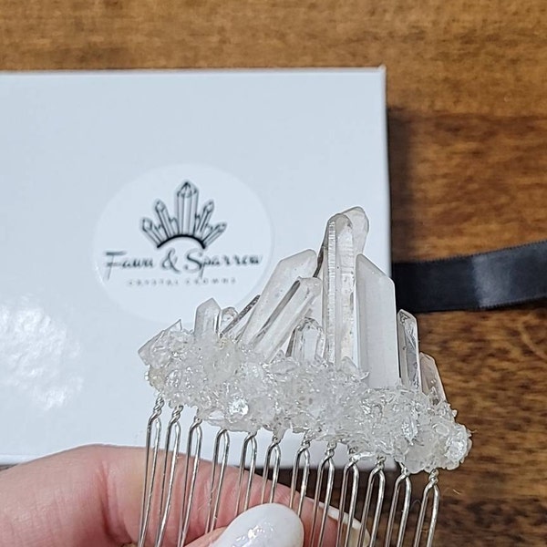 Quartz Cluster Comb Small,raw Stone Jewelry, Crystal Comb,wedding Comb ...