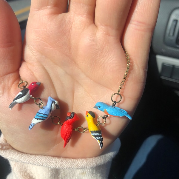 Bird Necklace, Polymer Clay Jewelry, Birds Beads, Tiny Birds, Polymer ...