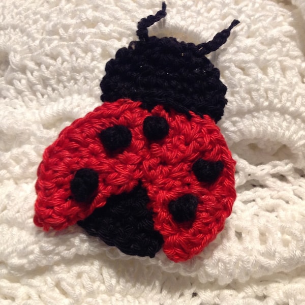 Crochet PATTERN, Applique Ladybug, Patch, Brooch, Application Ladybird ...