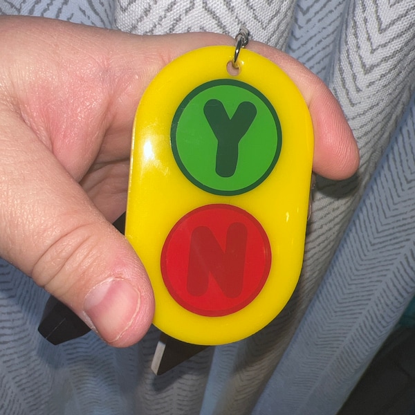 Bluey Inspired Yes/no Button Acrylic Keychain - Etsy