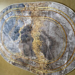 Gold Fur Carpet, Beige With Gold Feather Rug, Leather Sole Rug, Faux ...